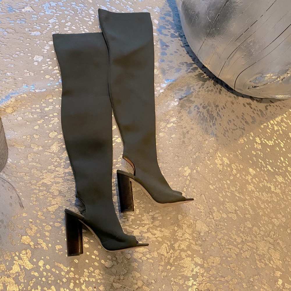 Deep Hunter Green Thigh High Boots - Gem